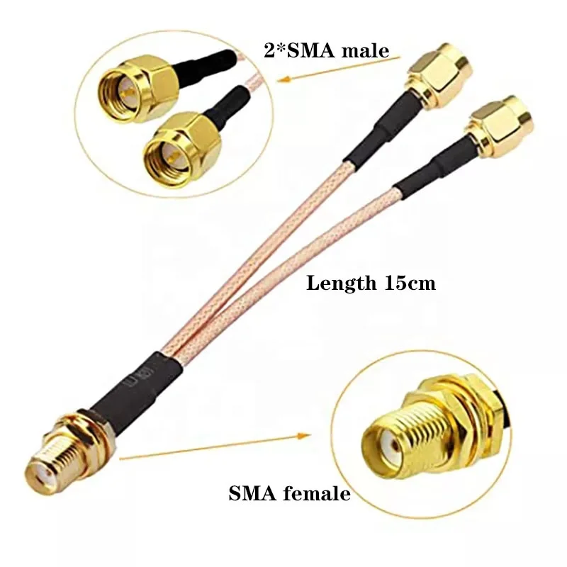 SMA-Y Male to 2X SMA Female Male Splitter Cable 20cmOEM RG316 RF ...