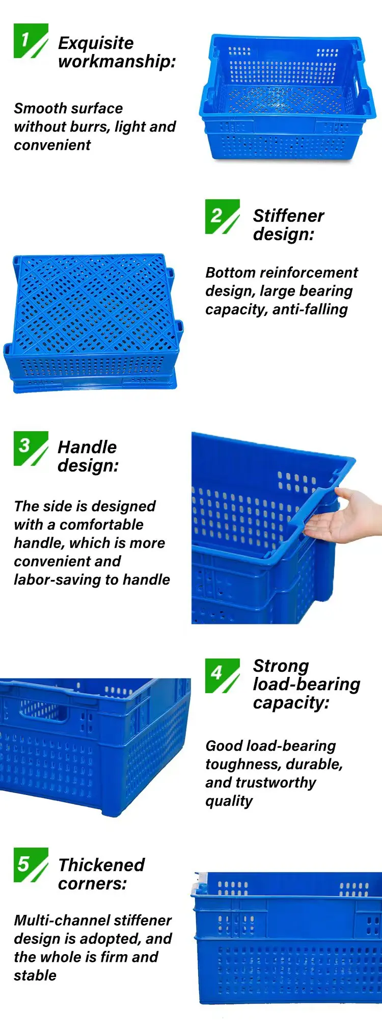 Stacking Plastic Crate For Bread Vegetable And Fruit Packaging Box ...