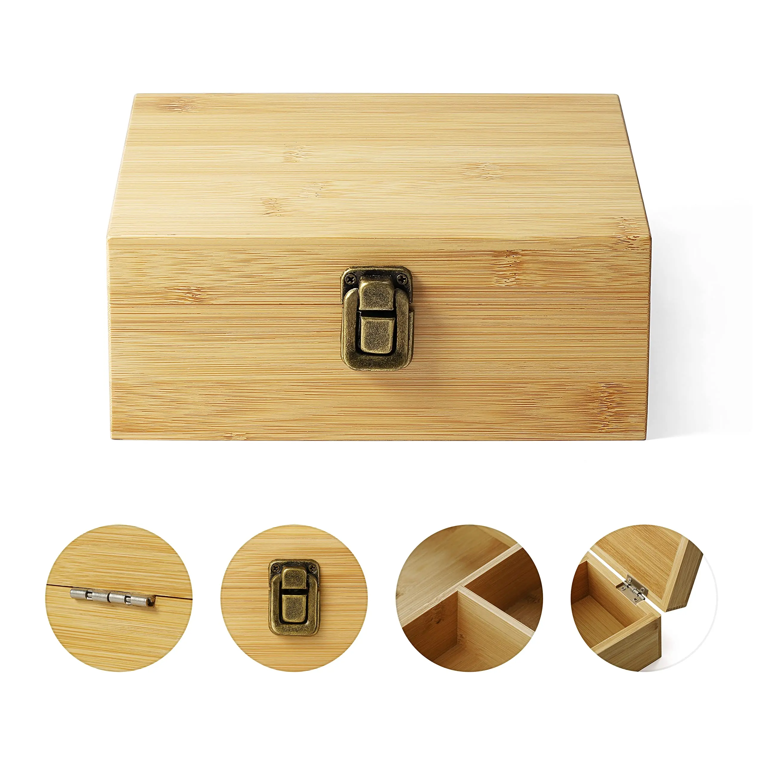 Wooden Cigar Humidor Stash Box With Lid with Humidor Hygrometer ...