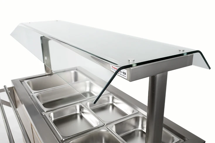 Board Counter Bain Marie Hot Food Steam Table With Sneeze Guard and ...