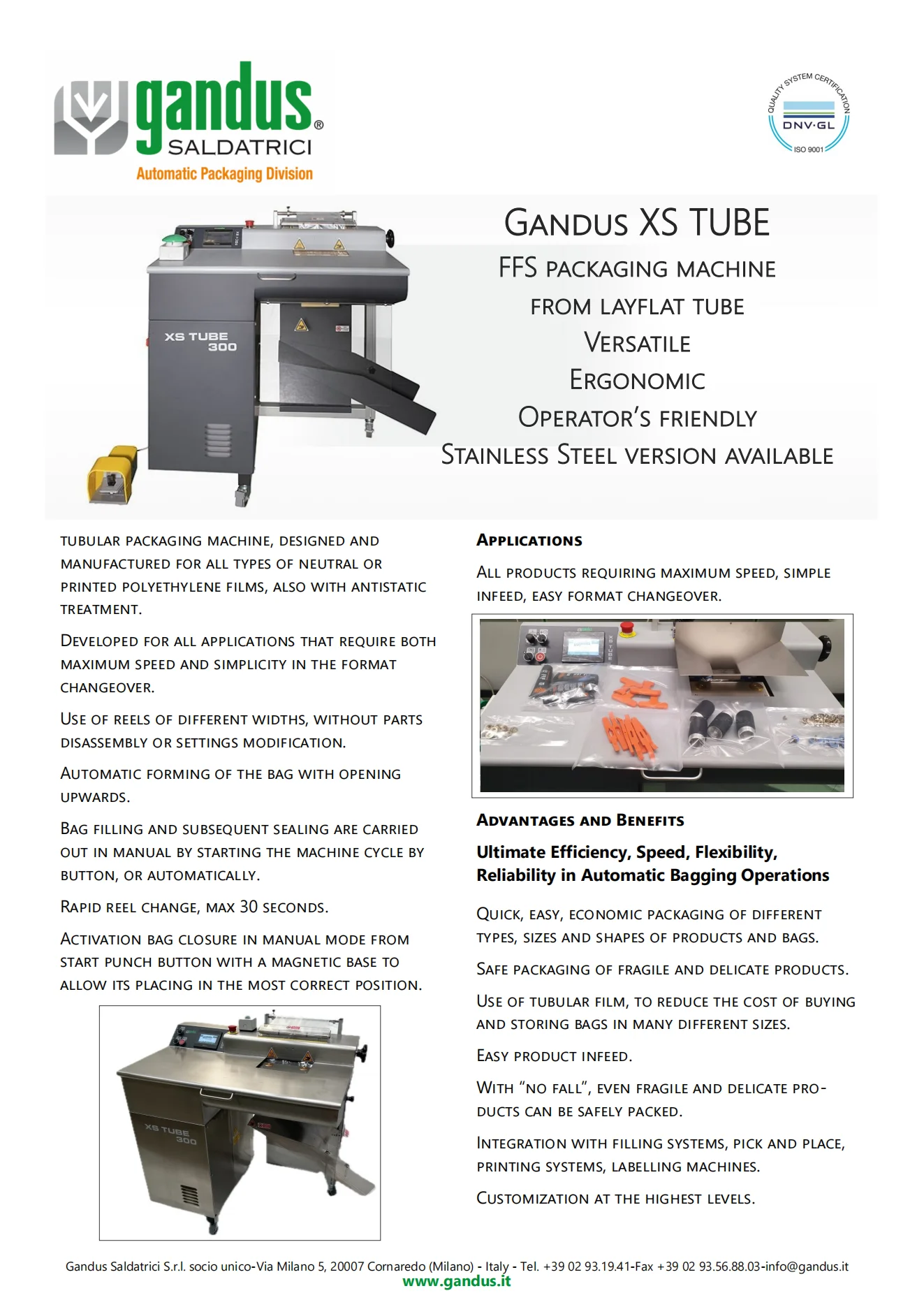 Italian Supplier Gandus Sealer Machine Tubular Bag Forming Machine ...