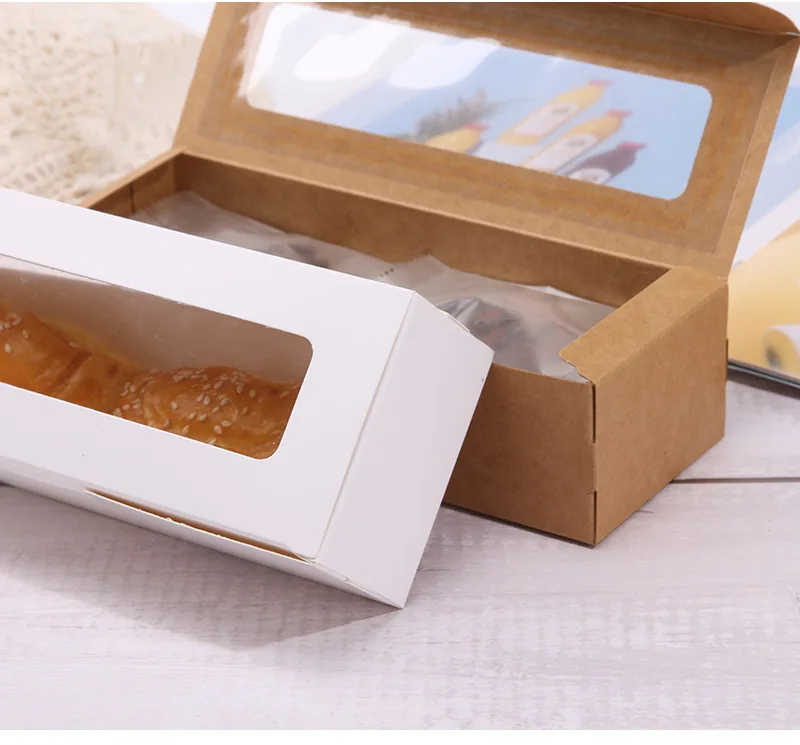 Rectangular Windowed Transparent Pastry Box Recycled Brown Paper Boxes ...