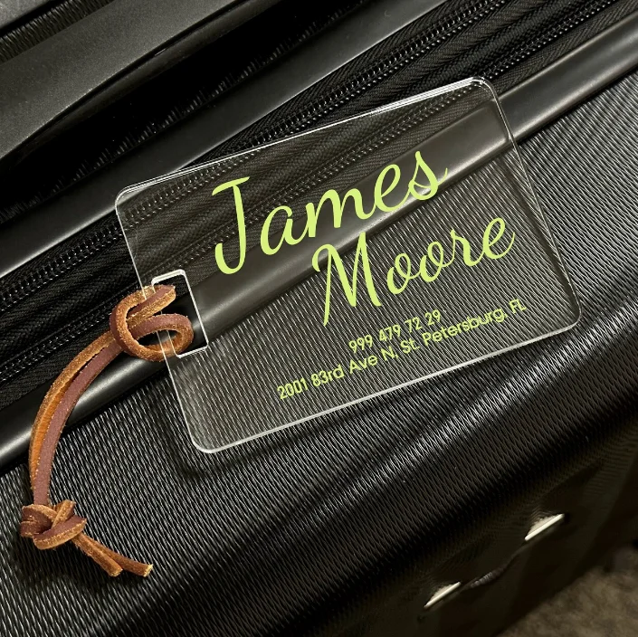 Acrylic Laser Cut Engraved Luggage Tags For Travel Custom Acrylic Bag ...