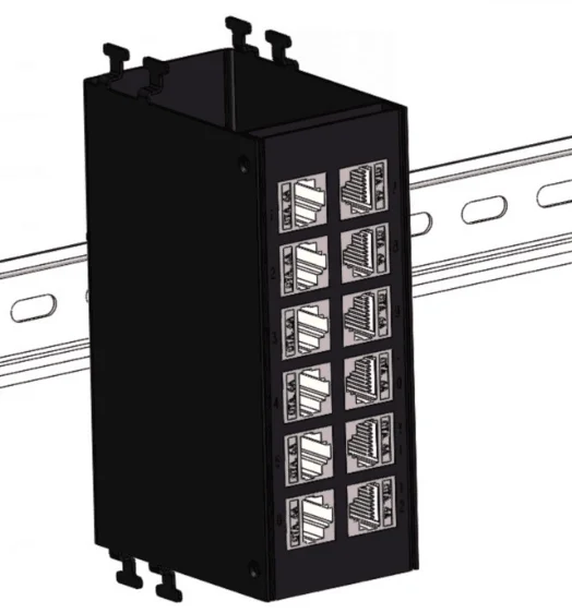 12 Port Din Rail RJ45 Patch Panel with Cat6 Keystone Jack
