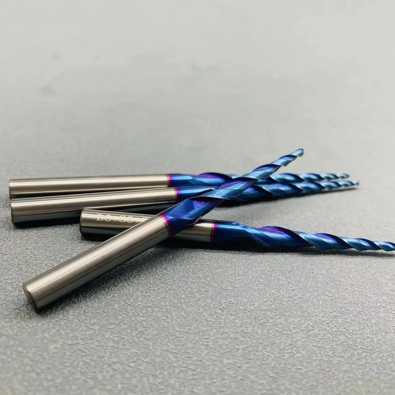 Hrc65 Cnc Lathe 2 Fluted Micro Solid Carbide Tapered End Mills For ...