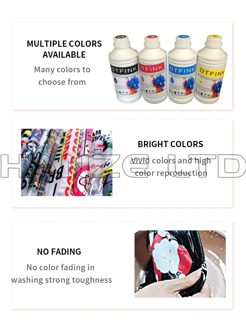 Uv Heat Dtf Pet Printer Printing Pigment Ink 1000ml And Film Dtf Designs White Bulk Transfer ...