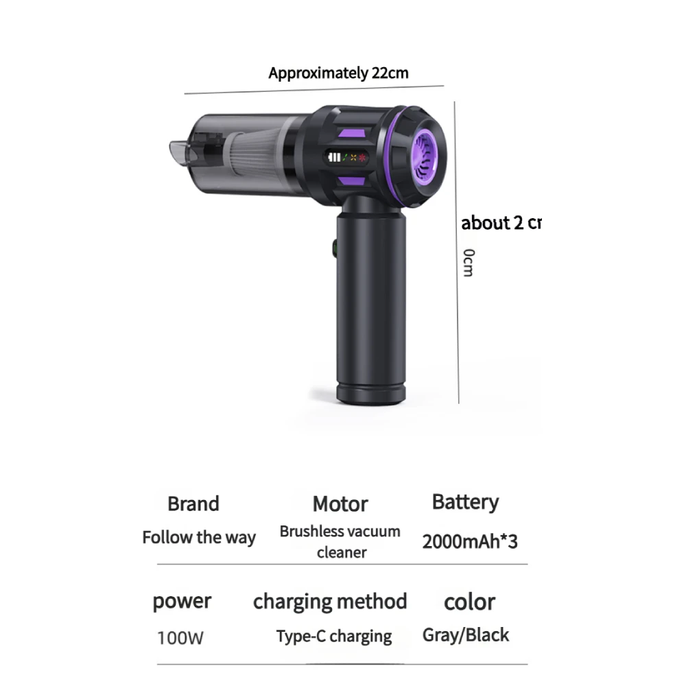 20000Pa 3 Gear Brushless Motor Portable Handheld air duster 2 in 1 Cordless Mini Vacuum Cleaner ...