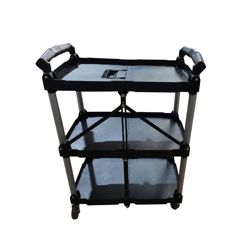 Easy Folding Plastic Aluminum Collapsible Service Cart Foldable Utility ...