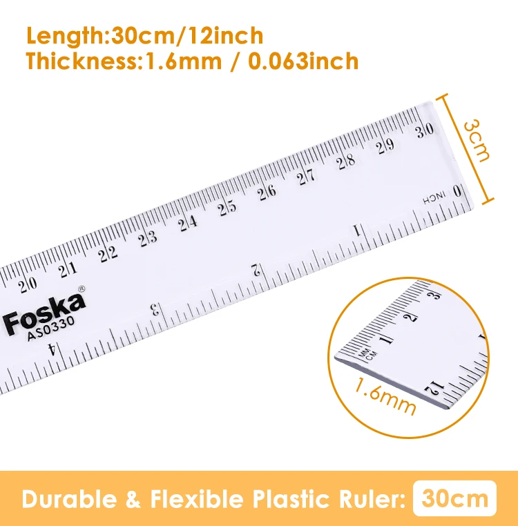 Foska Kids Classroom Rulers - Precise Measurement Tools