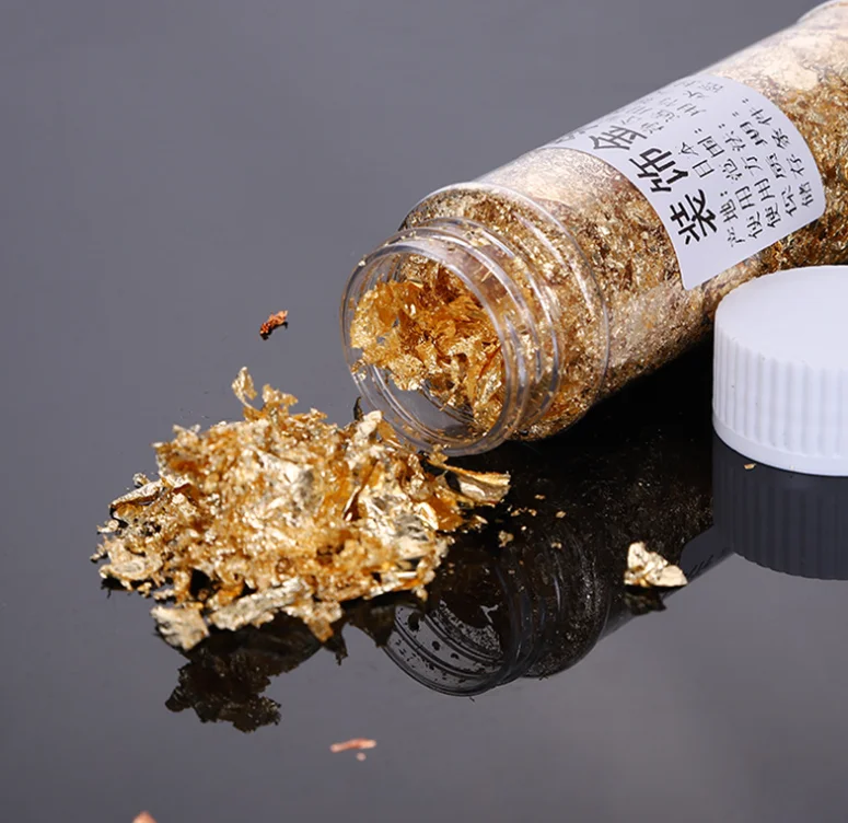 Cake2g/bottle Gold Flakes Edible Cake Ice Cream Leaf Foil Flakes 2 Mg ...