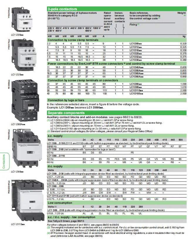 TeSys D all Types Schneiders Contactor 3P 4P LC1D09 LC1D12 LC1D18 ...