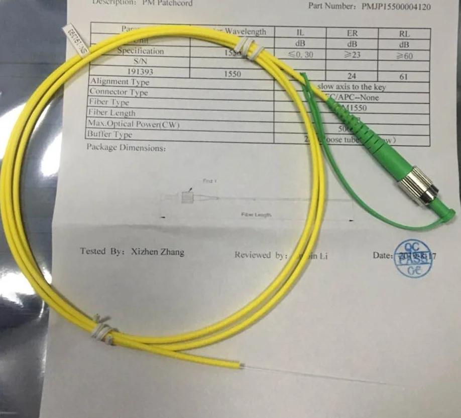 Polarization Maintaining Patch Cord/pm Jumper /panda Fiber Slow Axis Workig Wavelength 980,1060 ...