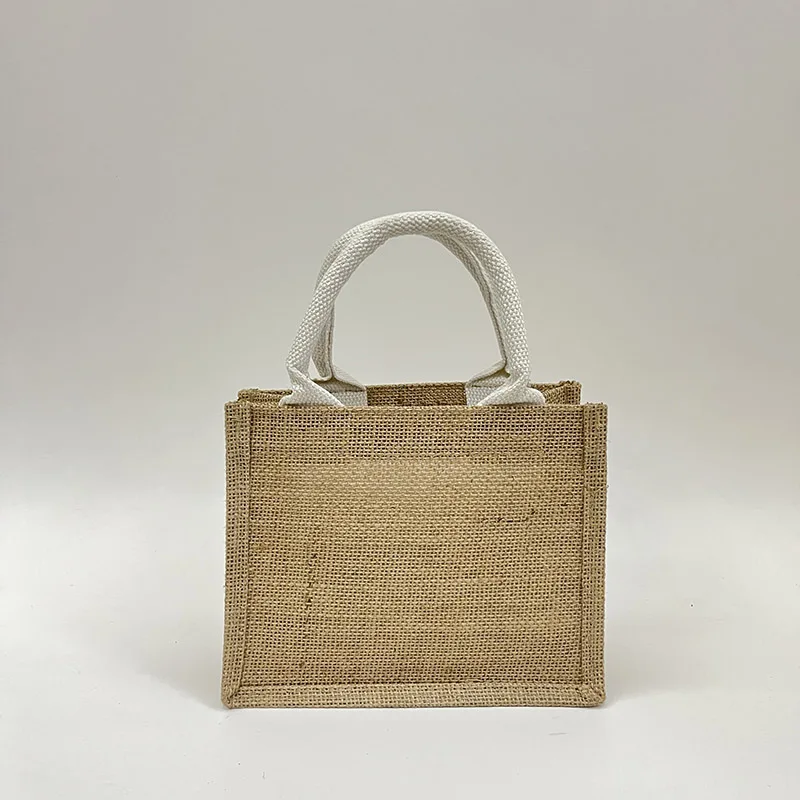 Eco-friendly Customized Handbags Flax Burlap Bags Large Capacity Fancy ...