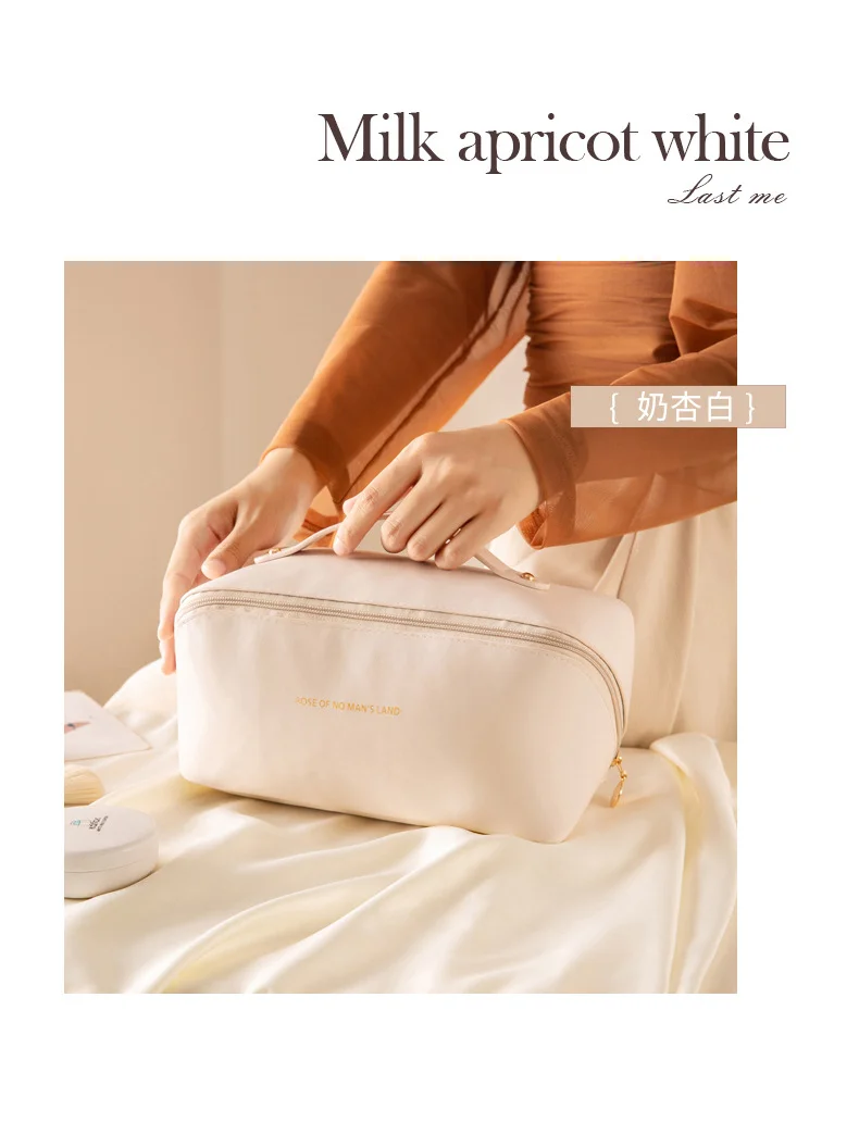 Customized Organizer Beauty Pouch Pu Leather Open Flat Cosmetic Pillow ...