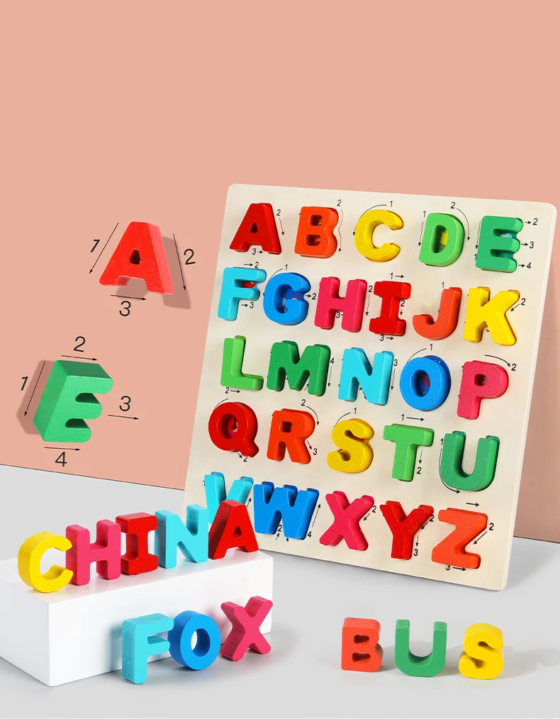Hot Wooden Toys For Kids Alphabet Puzzle Pad Alphabet Wooden Children's ...