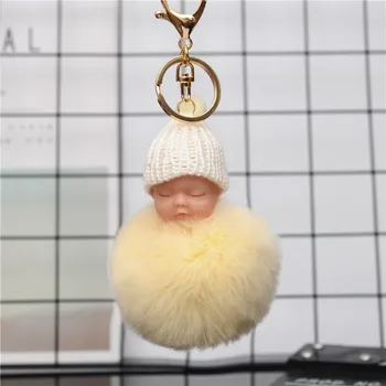 Cute Sleeping Baby Hairball Key Chain Creative Gift Cute Sleeping Baby ...