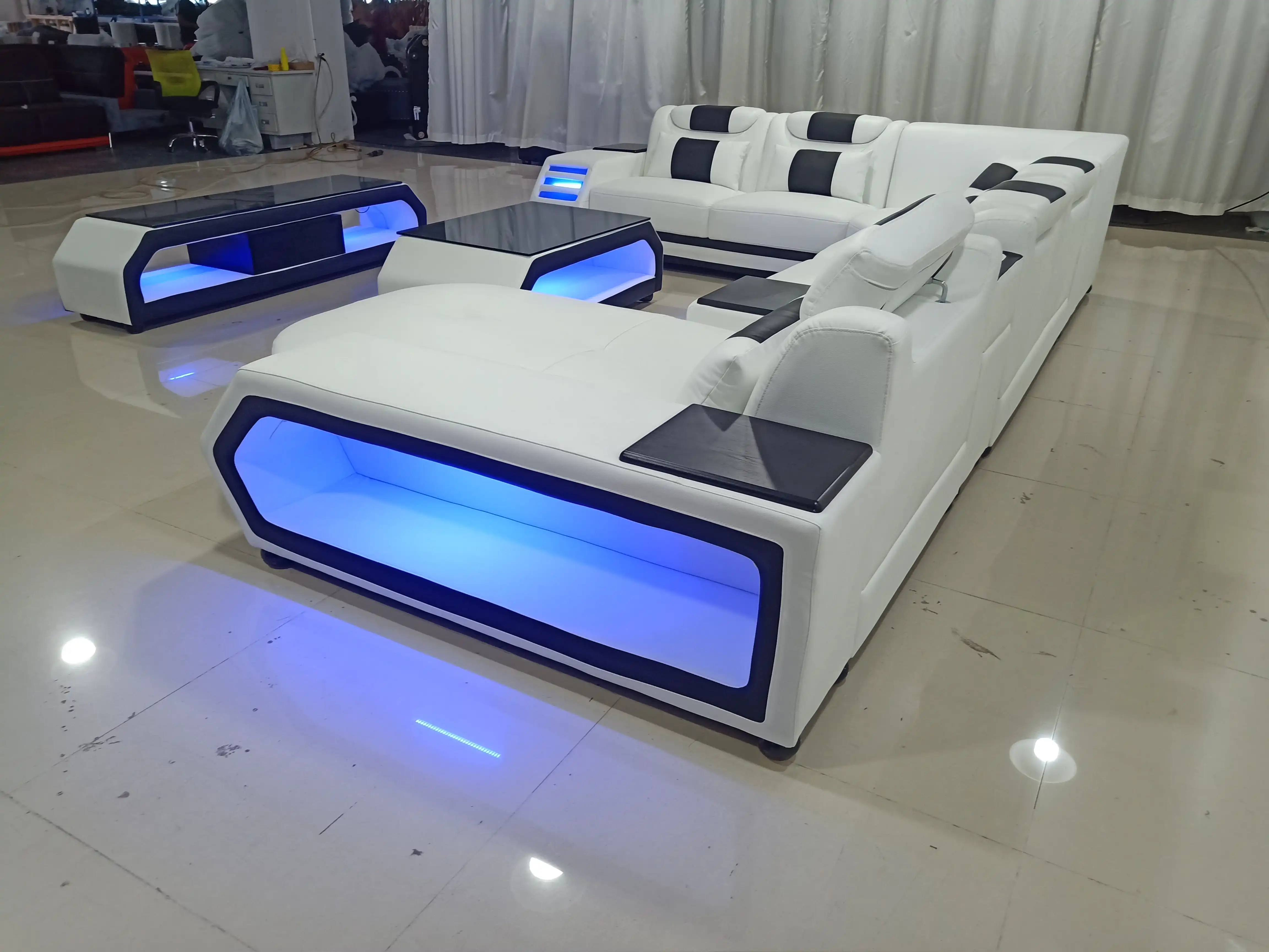 Cbmmart Modern Living Room Leather Sofas Set Furniture Multi-function ...