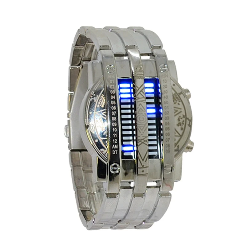 Luxury Men's Stainless Steel Watch with LED Display