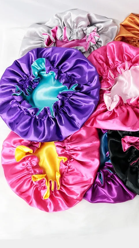 Multiple Colors Mommy & Me Satin Bonnet Set Kid Adult Size Reversible ...