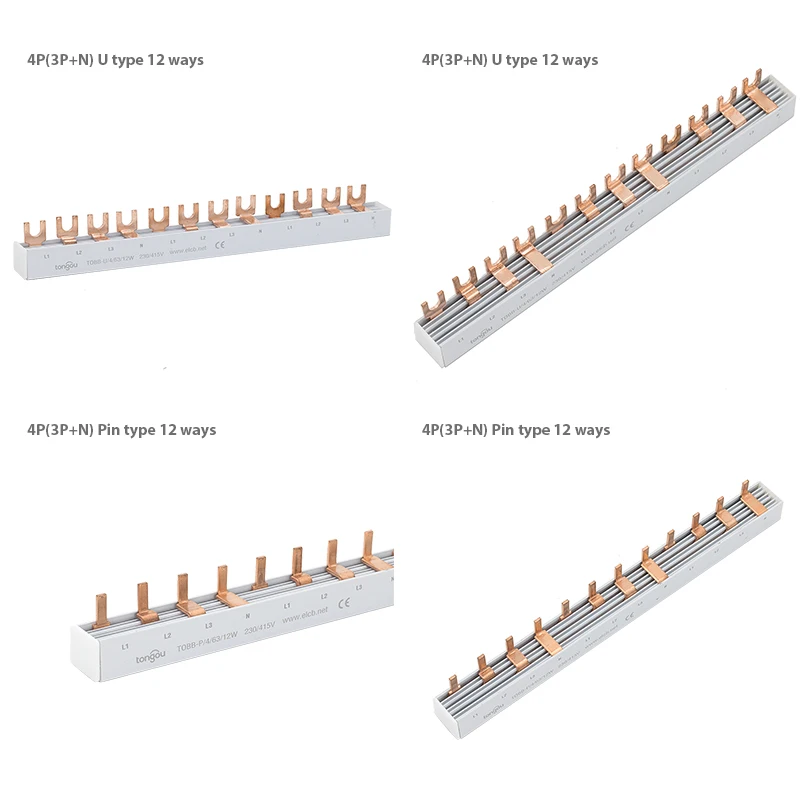 2p Pin Type 12ways Copper Busbar For Distribution Box Circuit Breaker ...
