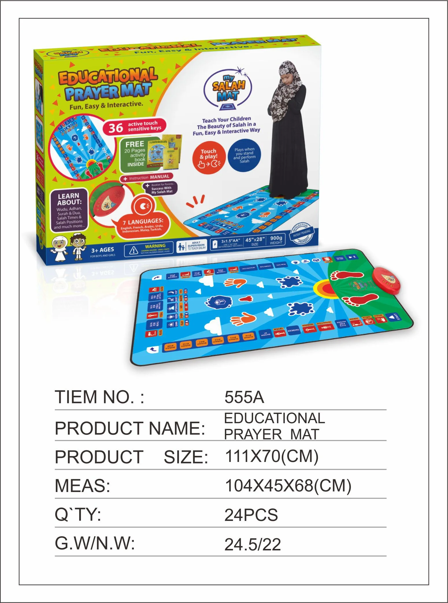 Muslim Islamic Kids Smart Electronic Educational Carpet Prayer Mat Gift ...