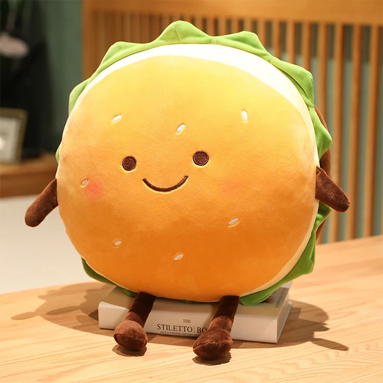 Custom Cheeseburger Stuffed Animal Soft Kids Birthday Gift Milk Type ...