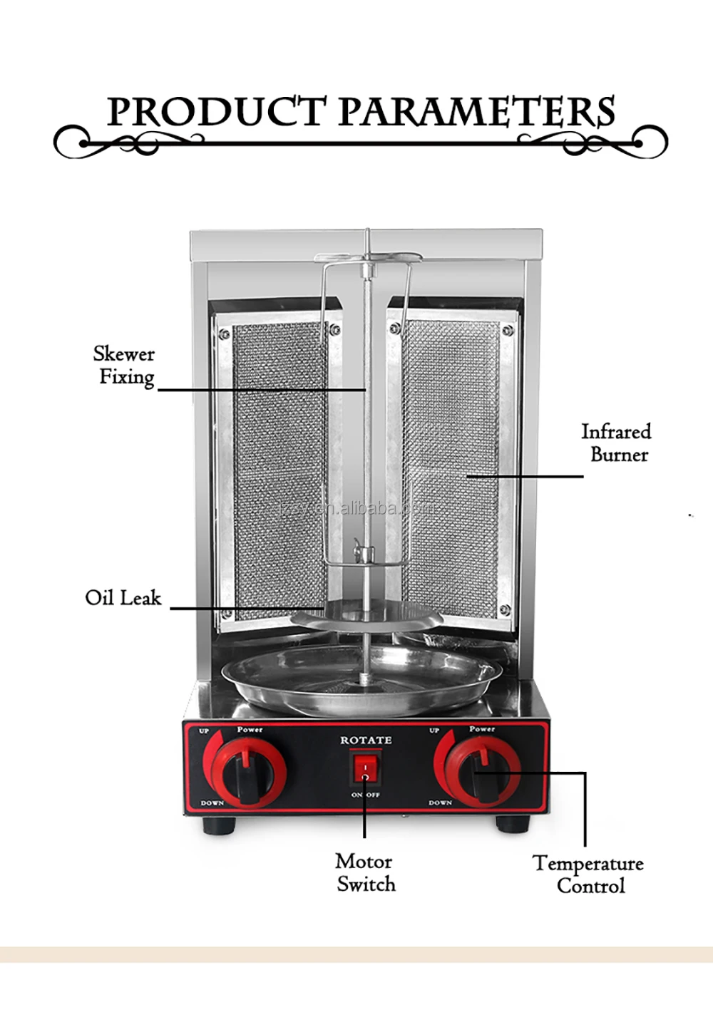 Kebab Machine Electric Vertical Broiler Gyro Grill Machine
