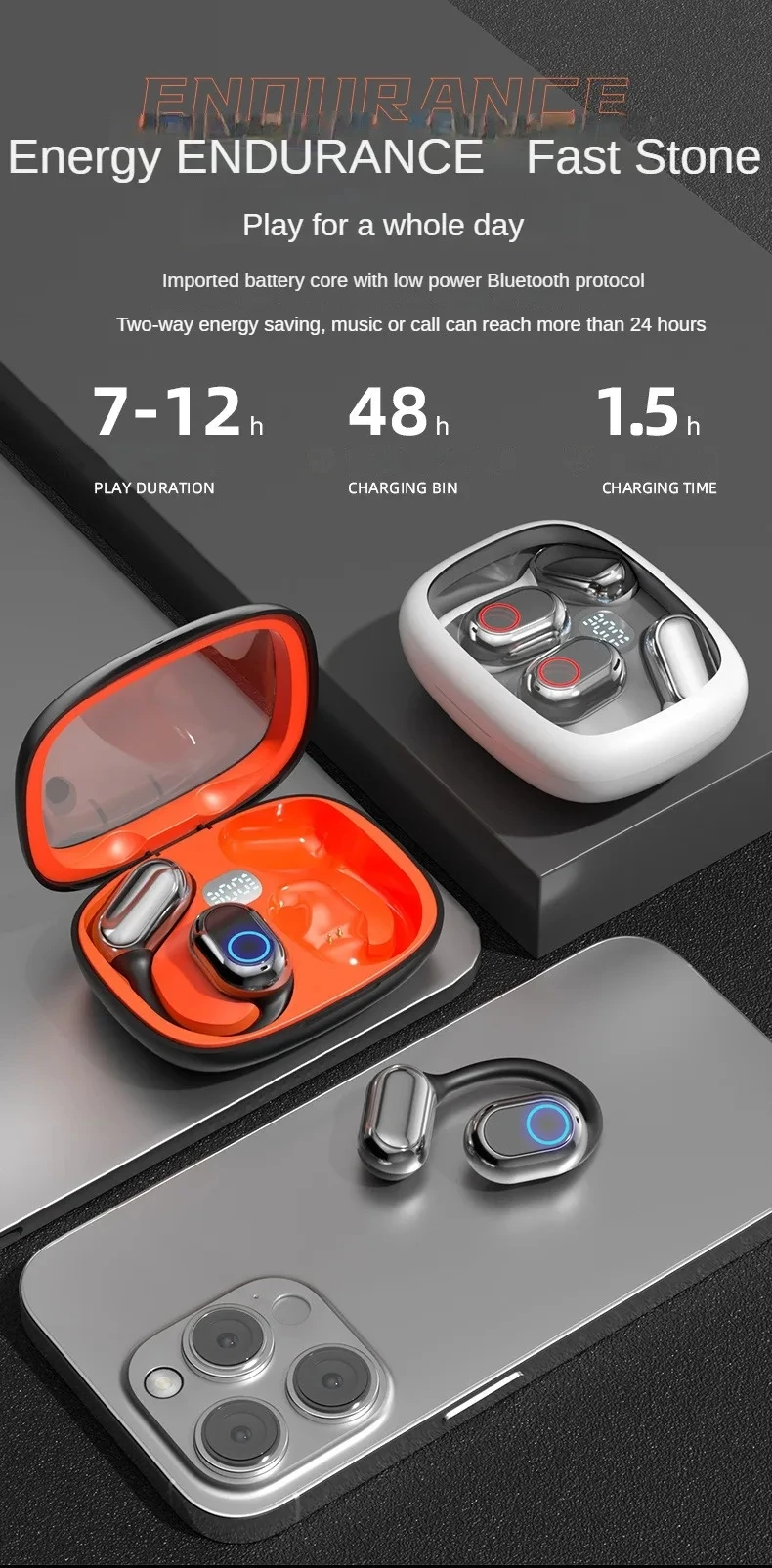 New TWS Open Earbuds Waterproof Gaming Low Latency Earbud Hifi Stereo ...