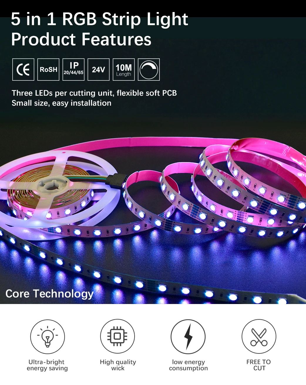 Ambient Lighting Kit Led Rope Light 24v Smart Music Sync App Remote ...