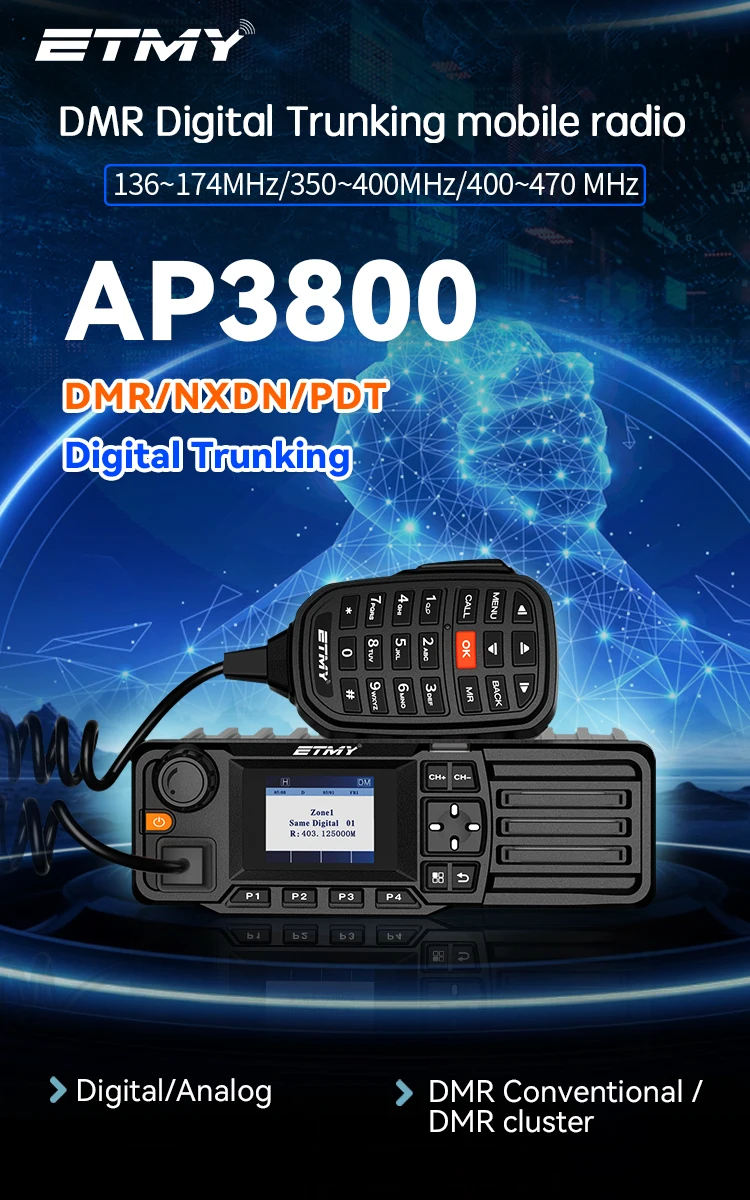 Etmy Ap3800 Dmr Digital Analogue Trunking Mobile Radio Pdt Nxdn Mode ...