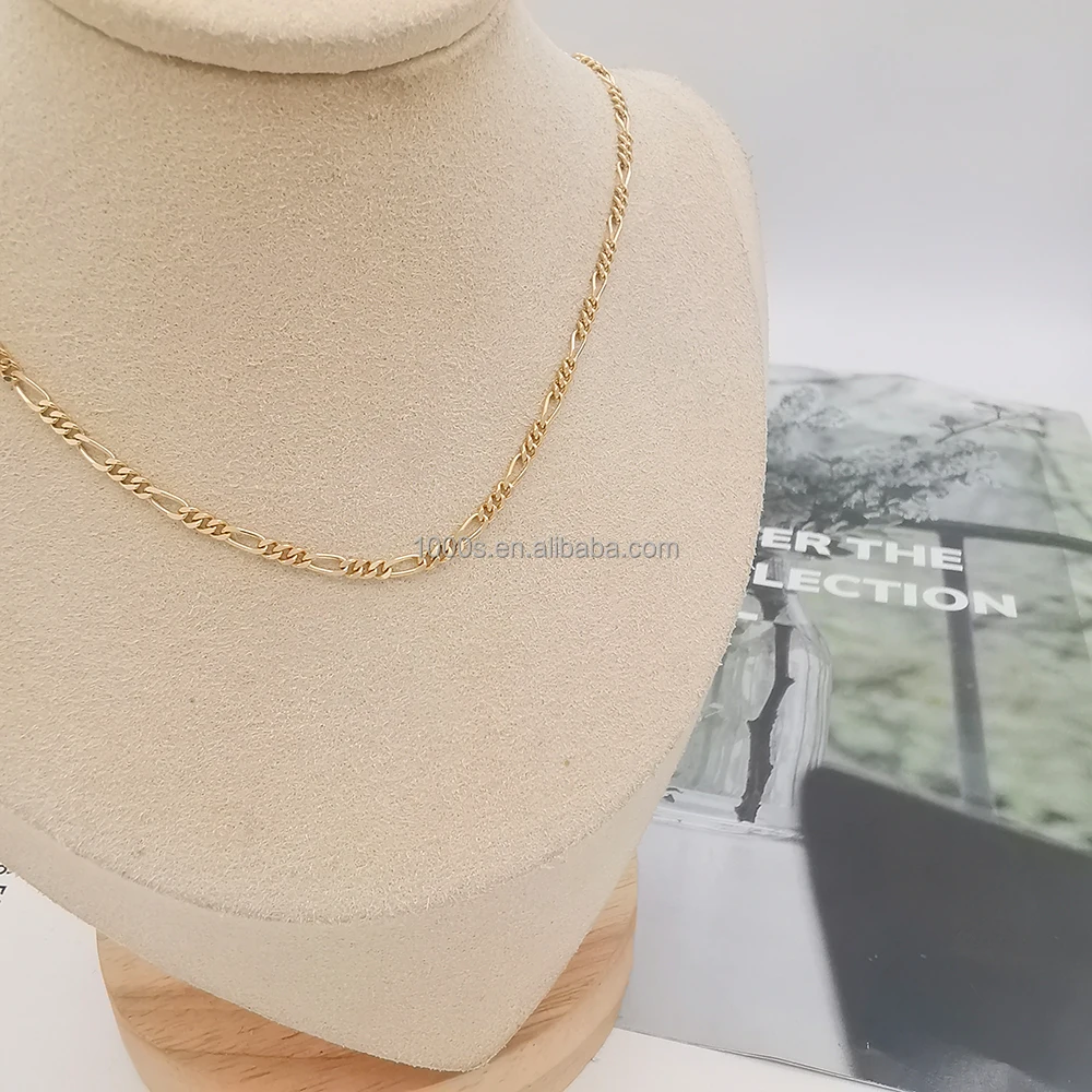 Fine Jewelry 18k Gold Figaro Chain Necklace Real Solid Gold Jewellery ...