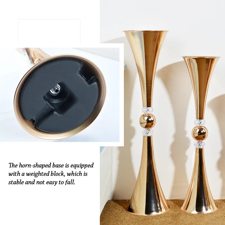 Aeofa Gold Trumpet Vases - Elegant Wedding Decor Solutions