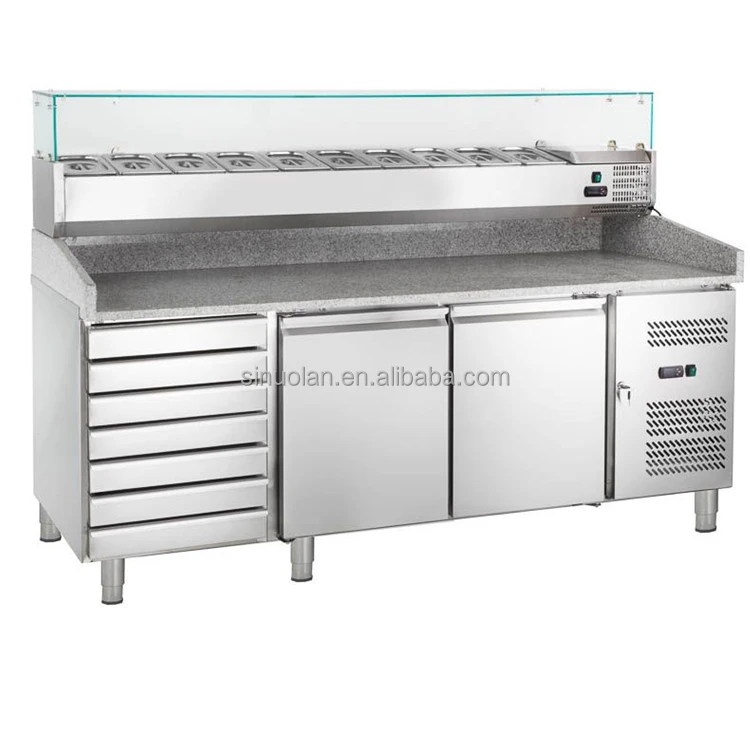 Refrigerated 1 2 3 4 Door Pizza Counter Top Salad Bar Counter Prep ...