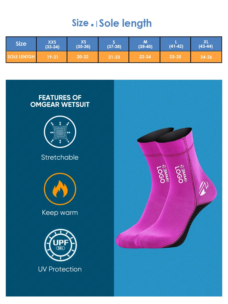 3Mm Waterproof Sport Blue Lycra Water Scuba Diving Sock Anti Cut ...