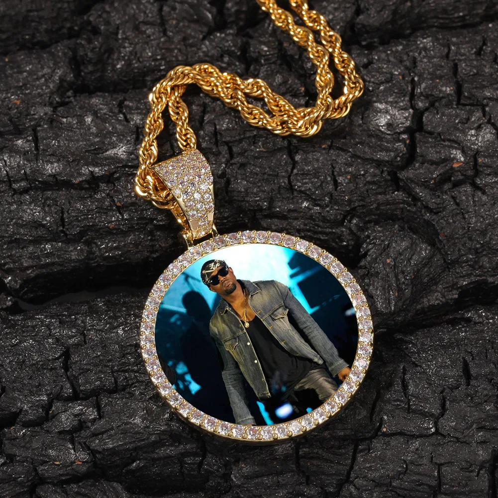 Hip Hop Personalised Photo Pendant Copper With Zirconia Solid Diy ...