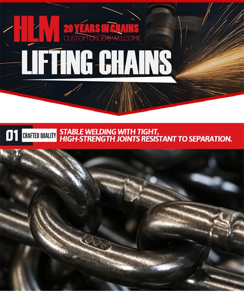 HLM G80 G100 Galvanized Alloy Steel Black Standard Lifting Link Chain ...