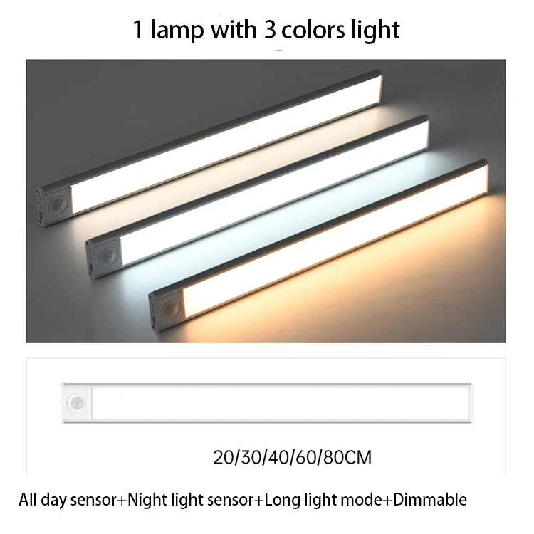 40cm Rechargeable LED under Cabinet Lighting - Motion Sensor Night Light