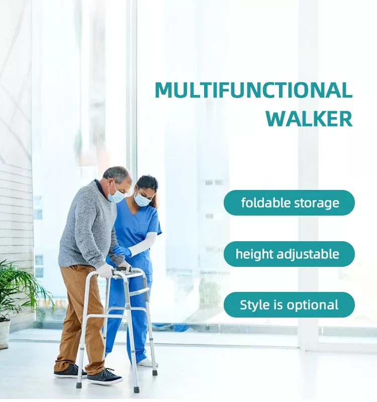 Four Wheel Walker Underarm Walking Stick Disabled Rollator Aluminum ...