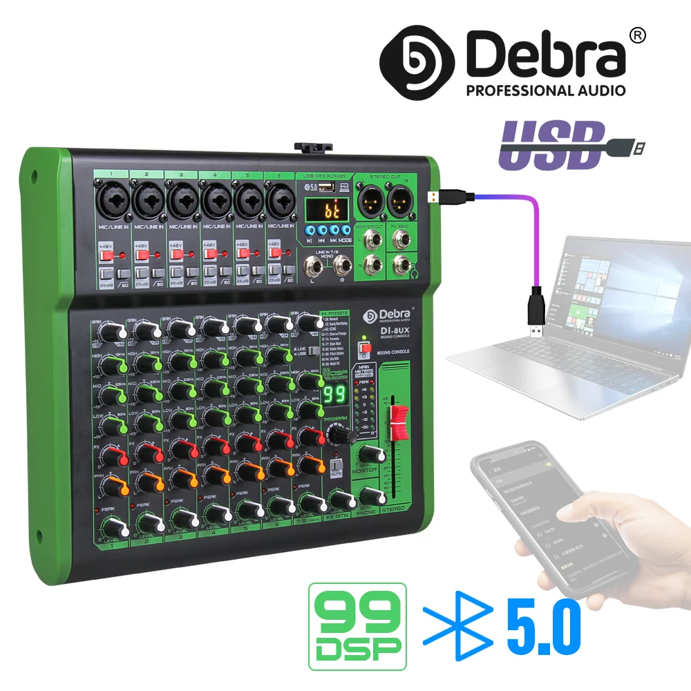 DI-8UX 8channel Mixer with 99DSP Reverb - Professional DJ Console