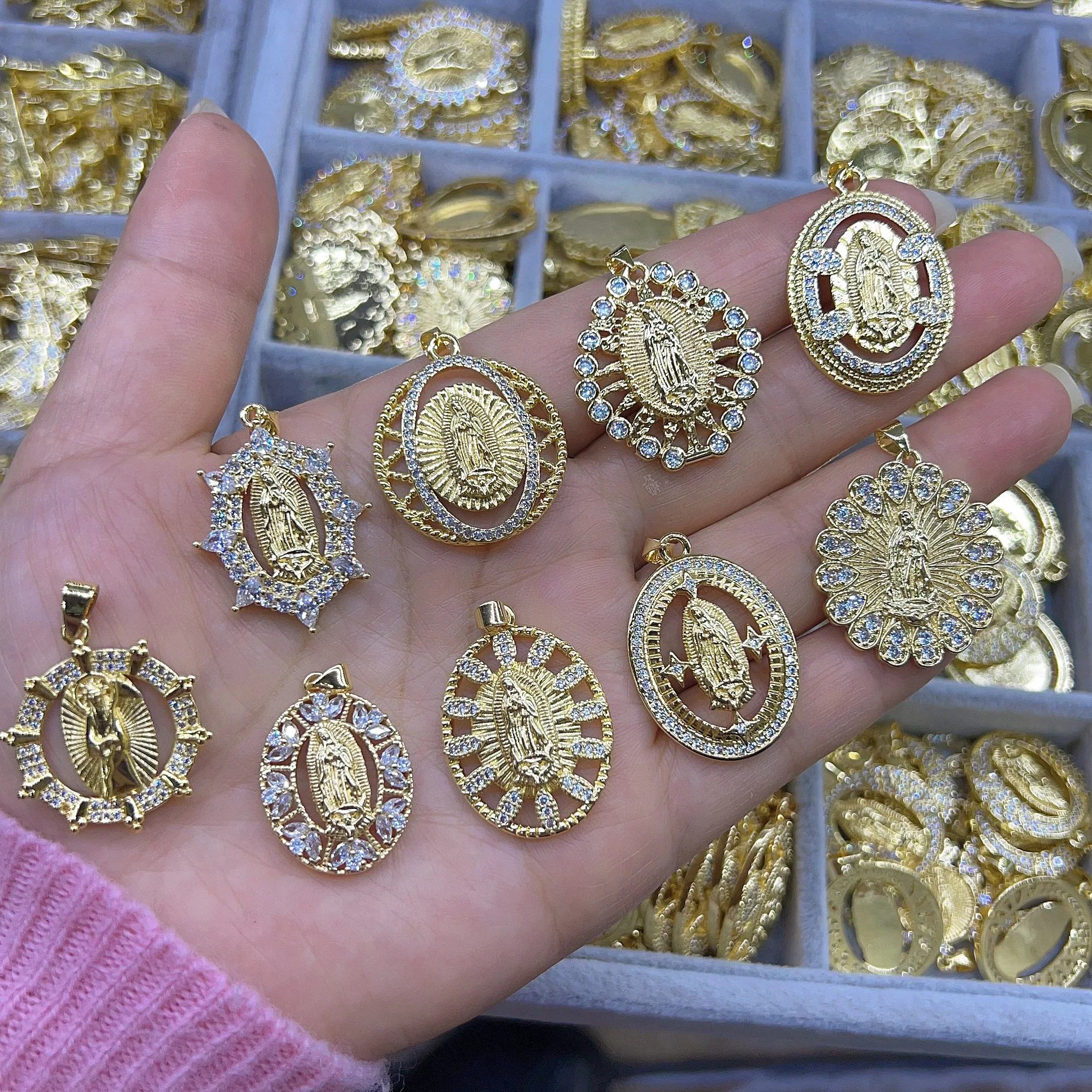 24K gold Plated Good Luck Protection Virgin Mary Pendant Dainty ...