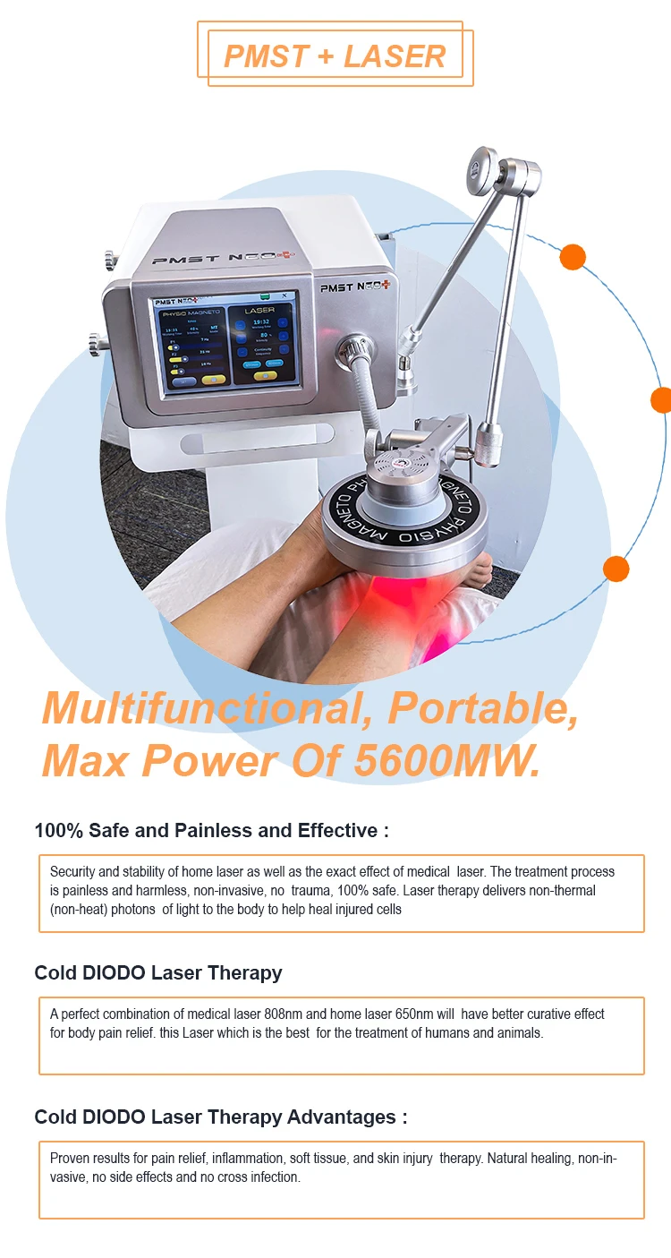 2 In 1 Portable EMTT Magnetotherapy Back Machine With 808 And 650NM ...