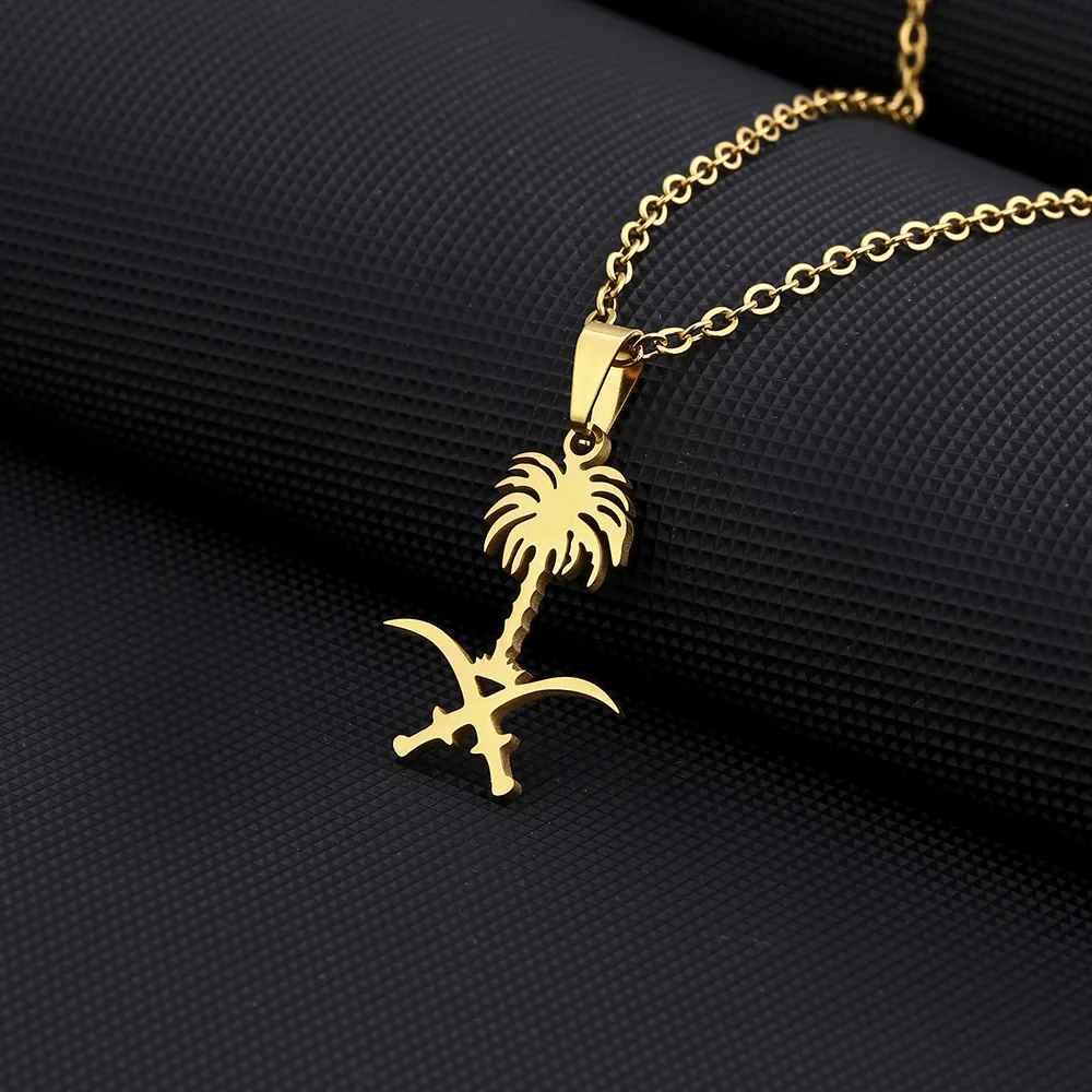 Stainless Steel Saudi Arabia National Emblem Pendant
