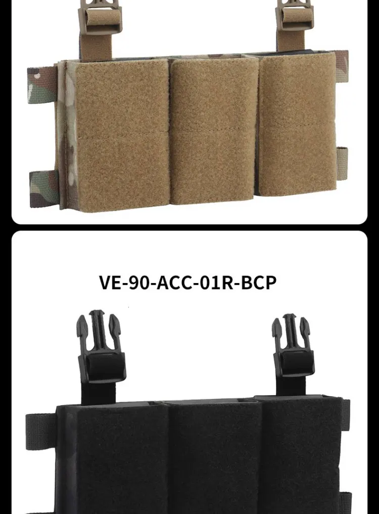 Tactical Triple Magazine Pouch Hook Loop Panel For 5.56 Mag Pouches ...