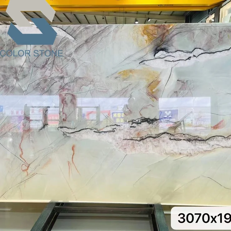 Backlit Quartzite Feature Wall Acqua Mare Crystal Quartzite Slabs ...