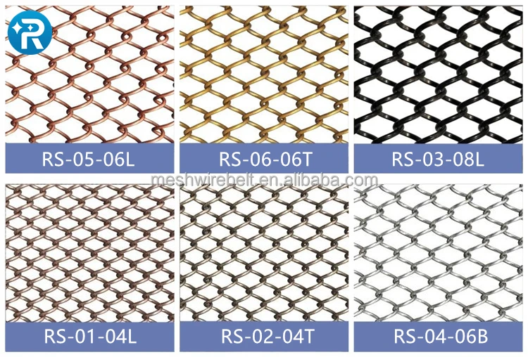 Golden Decorative Wire Mesh Fabric Plain Weave Room Metal Chain Curtain ...