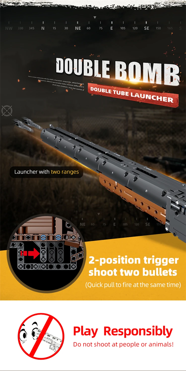 Wholesale Mould King 14016 Double-Barreled Shotgun DIY Toy