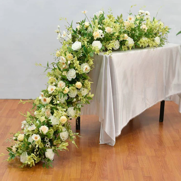 Wedding Backdrop Fancey Rose Flower Row Road Cited Flower Runner Aisle ...