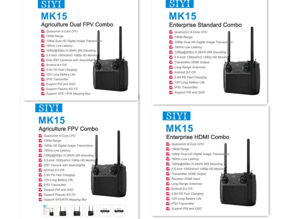 Siyi Mk15 15km 5.5-inch Monitor Mini Hd Handheld Fpv Radio System ...