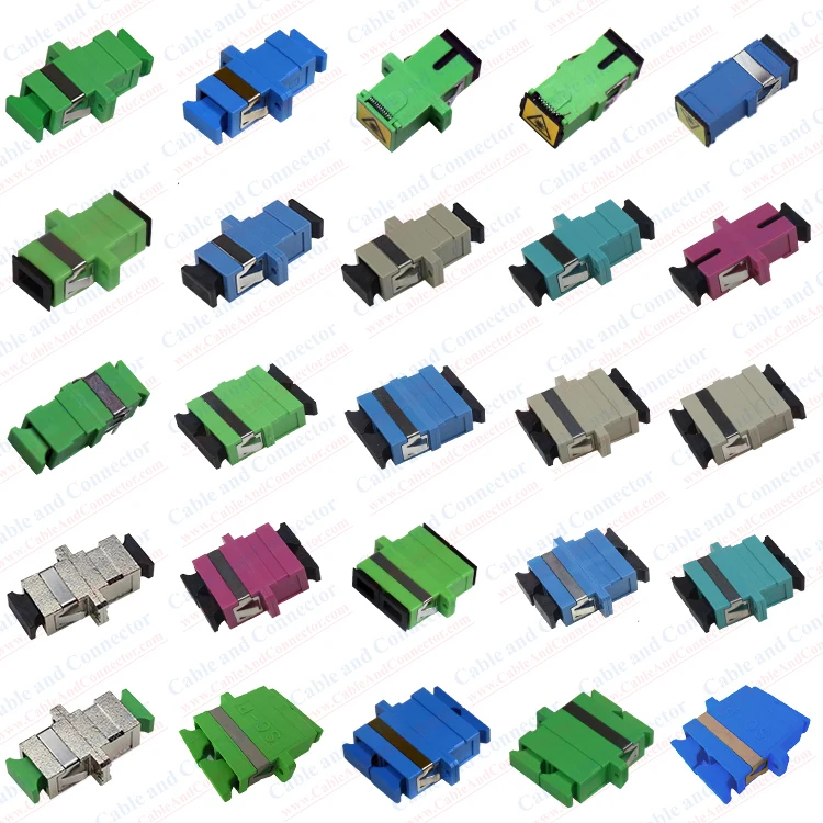 SC APC Fiber Adapters FTTH sc coupler green SM connector witht flange ...