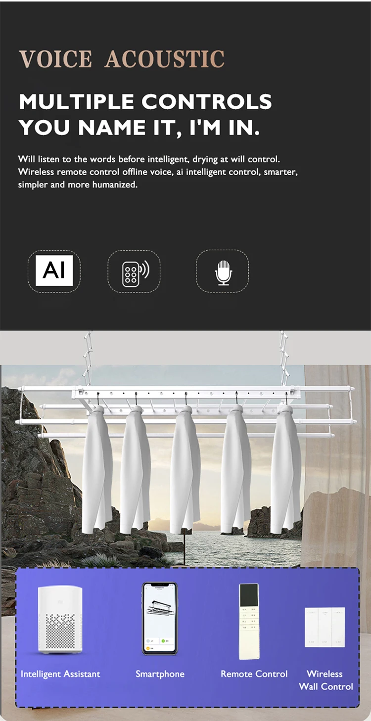 Smart Electric Clothes Drying Rack with LED Lights & Wind Drying